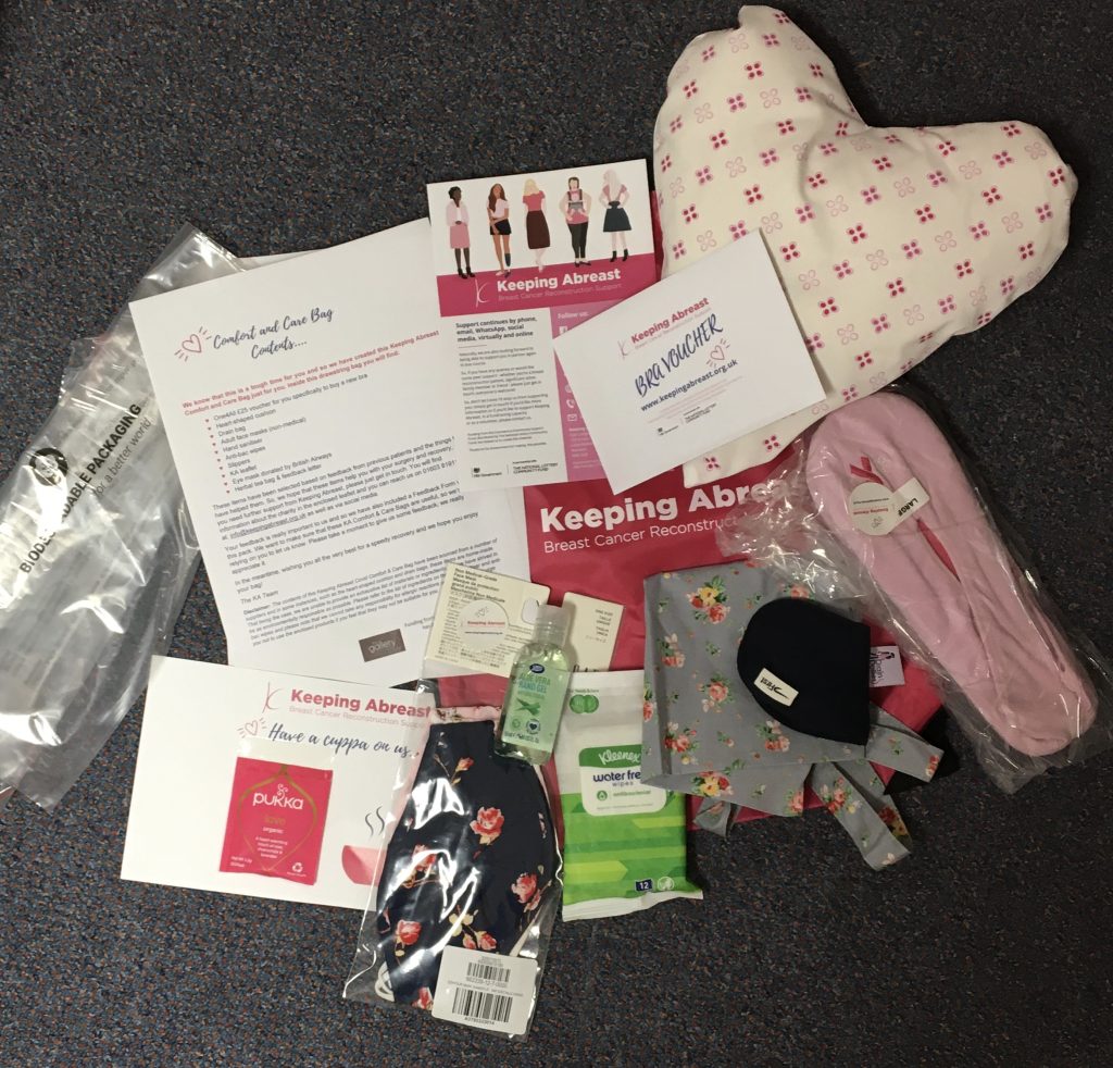 Pink packs and comfort and care bags – Keeping Abreast